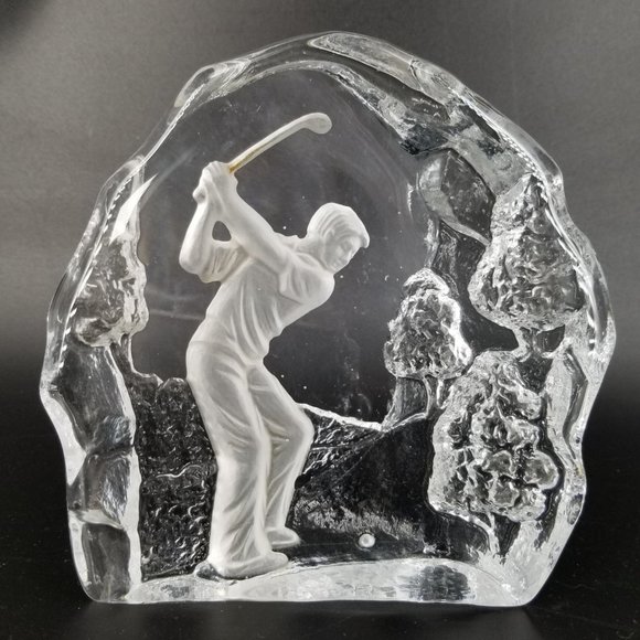 unbranded | Accents | 3d Clear Glass Crystal Art Paperweight Golf Man ...